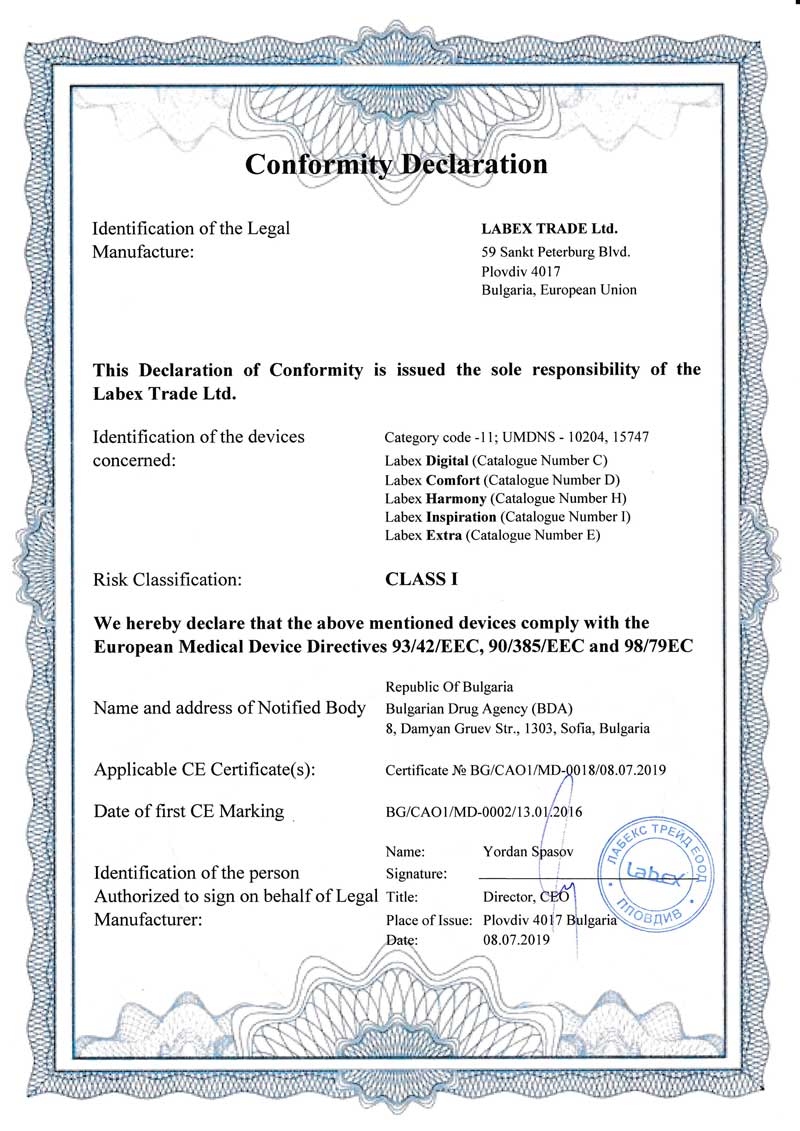 CE Conformity Declaration Labex Electrolarynxes